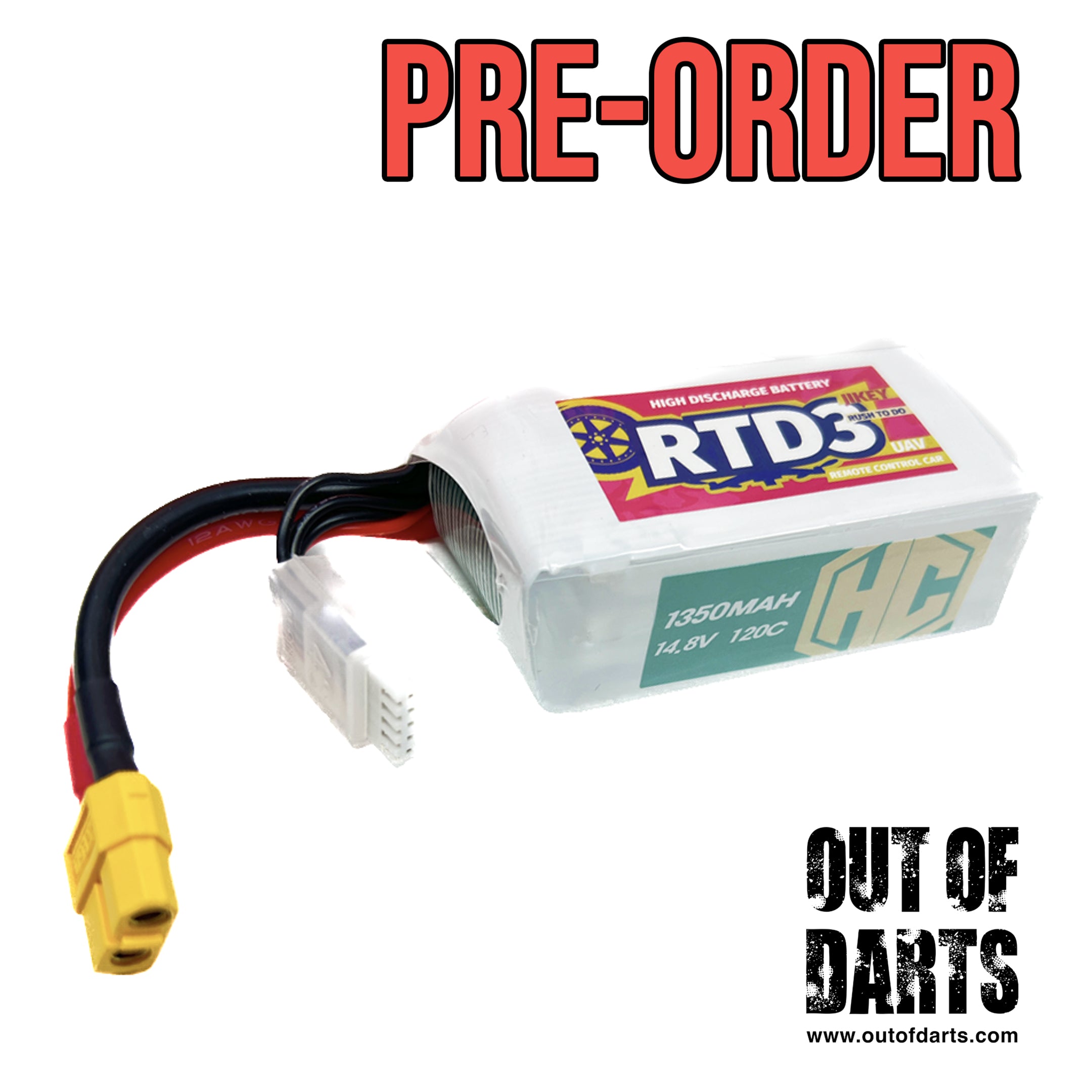 JIKEY RTD3 1350mAh 4S 120C LiPo Battery for Vesper - XT60 | Out of Darts